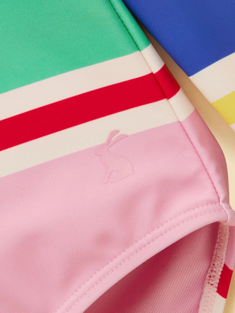 Joules Multi Strip Long Sleeve Girls Swimsuit in Multi Stripe – Surfari ...